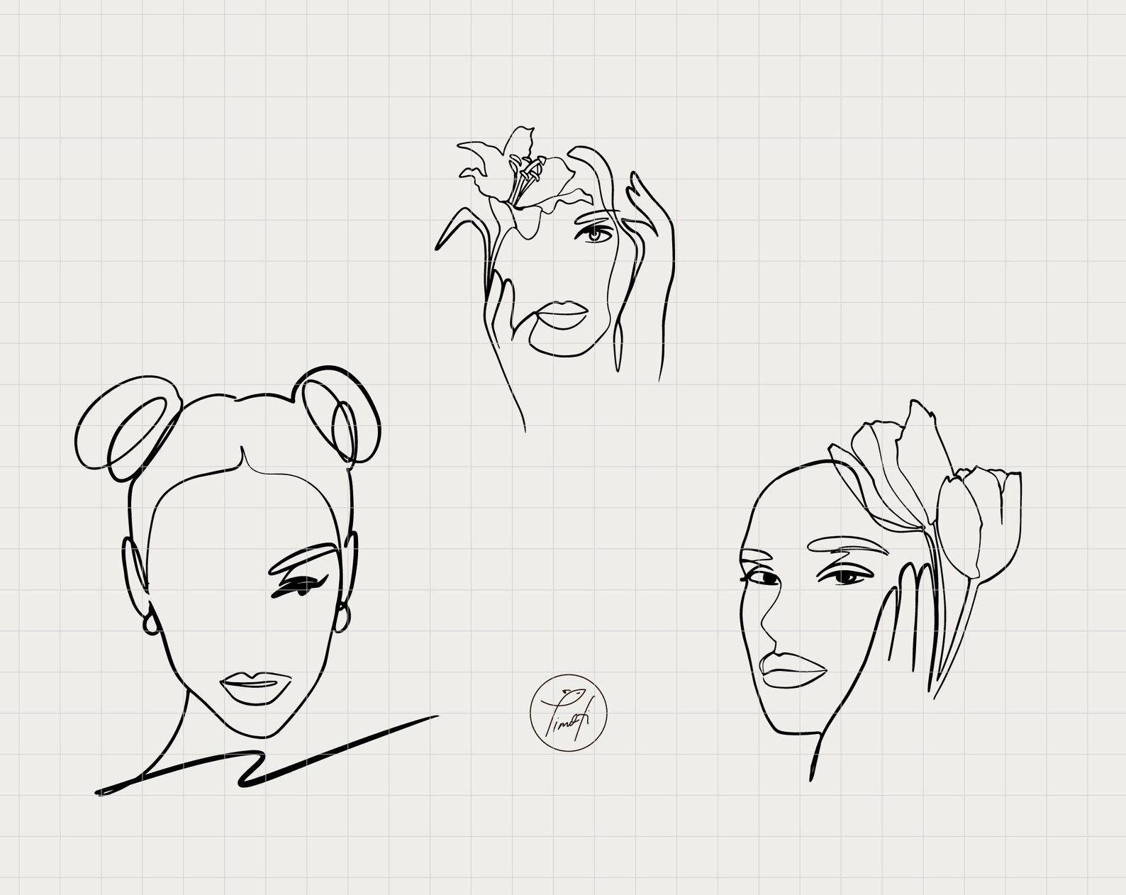 Female Line Art Face Svg, Lips Svg, Makeup Svg Single Line Face Art ...