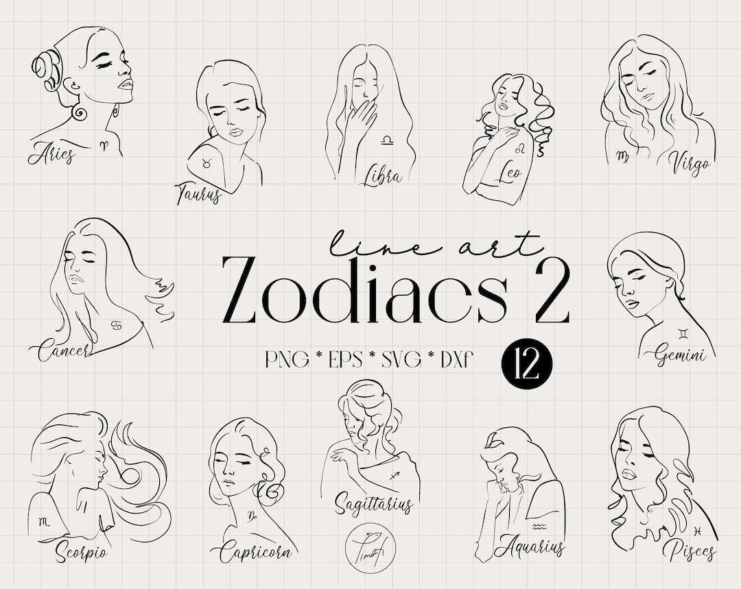 Zodiac Svg Line Art Face, Aries Svg, One Line Drawing Woman Celestial ...