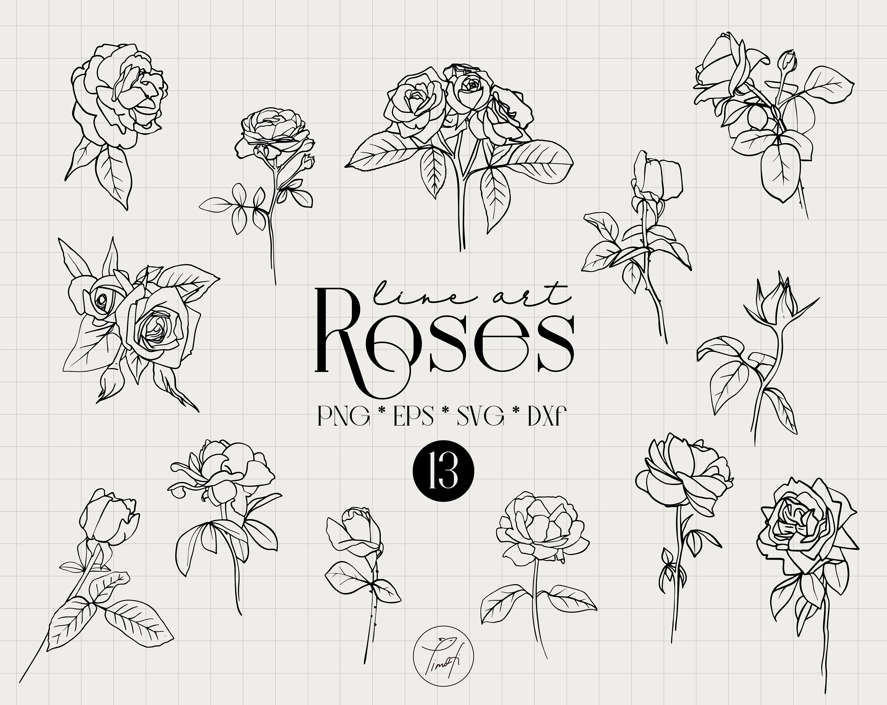 Roses Svg One Line Drawing, Rose Svg, Spring Flowers Svg, Commercial ...