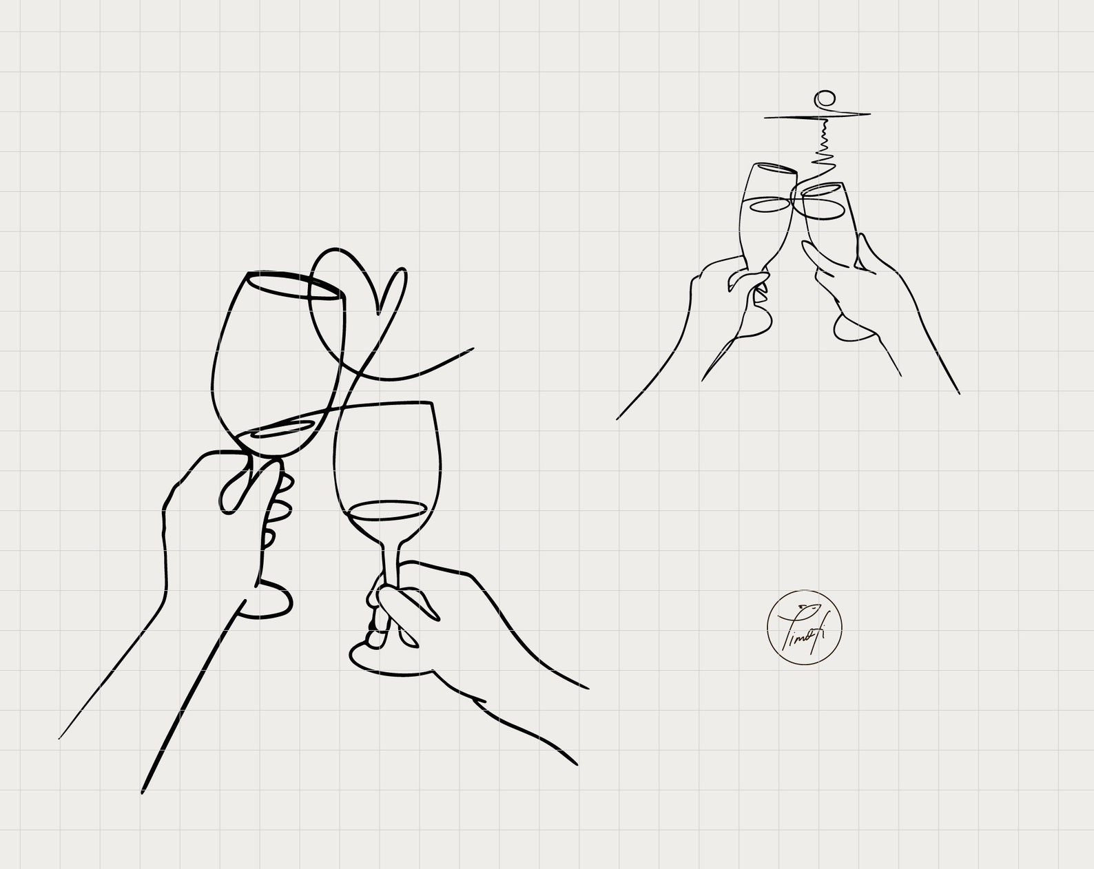 Cheers Svg Line Art Woman, One Line Drawing Female Line Art, Commercial ...
