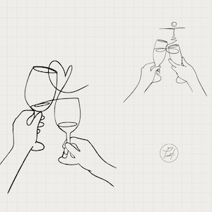 Cheers Svg Line Art Woman, One Line Drawing Female Line Art, Commercial ...