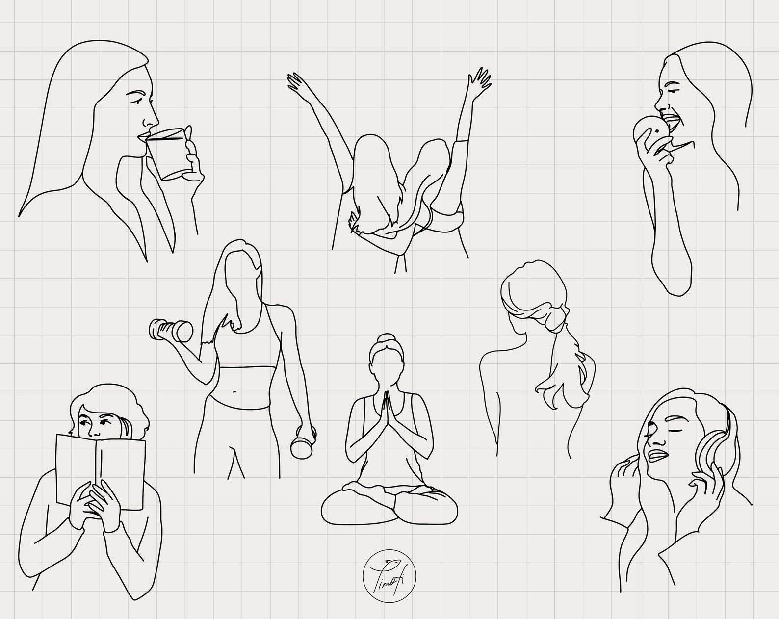 Self Care Clipart Line Art Face SVG, Hand Drawn Line Svg, One Line ...