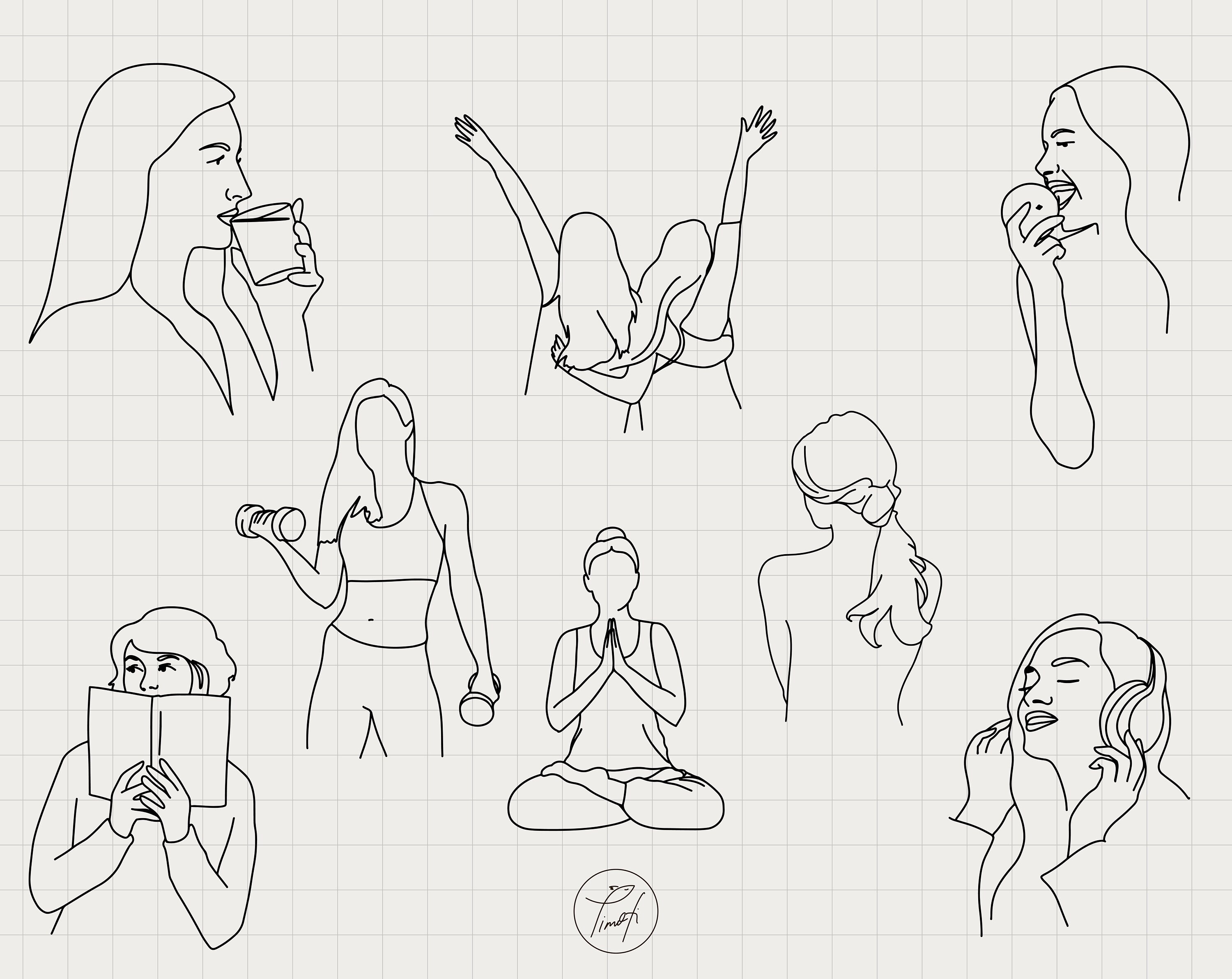 Self Care Clipart Line Art Face SVG, Hand Drawn Line Svg, One Line ...