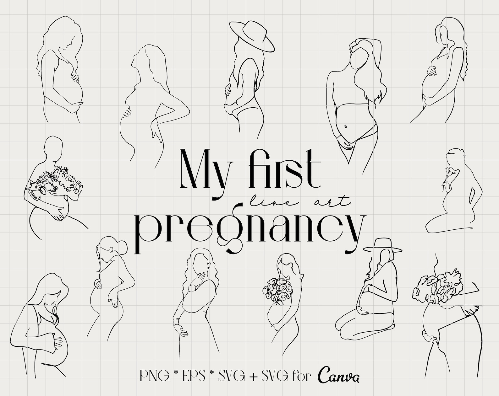 Mother Line Art Svg Pregnancy Line Art Canva Svg Mothers Day - Etsy