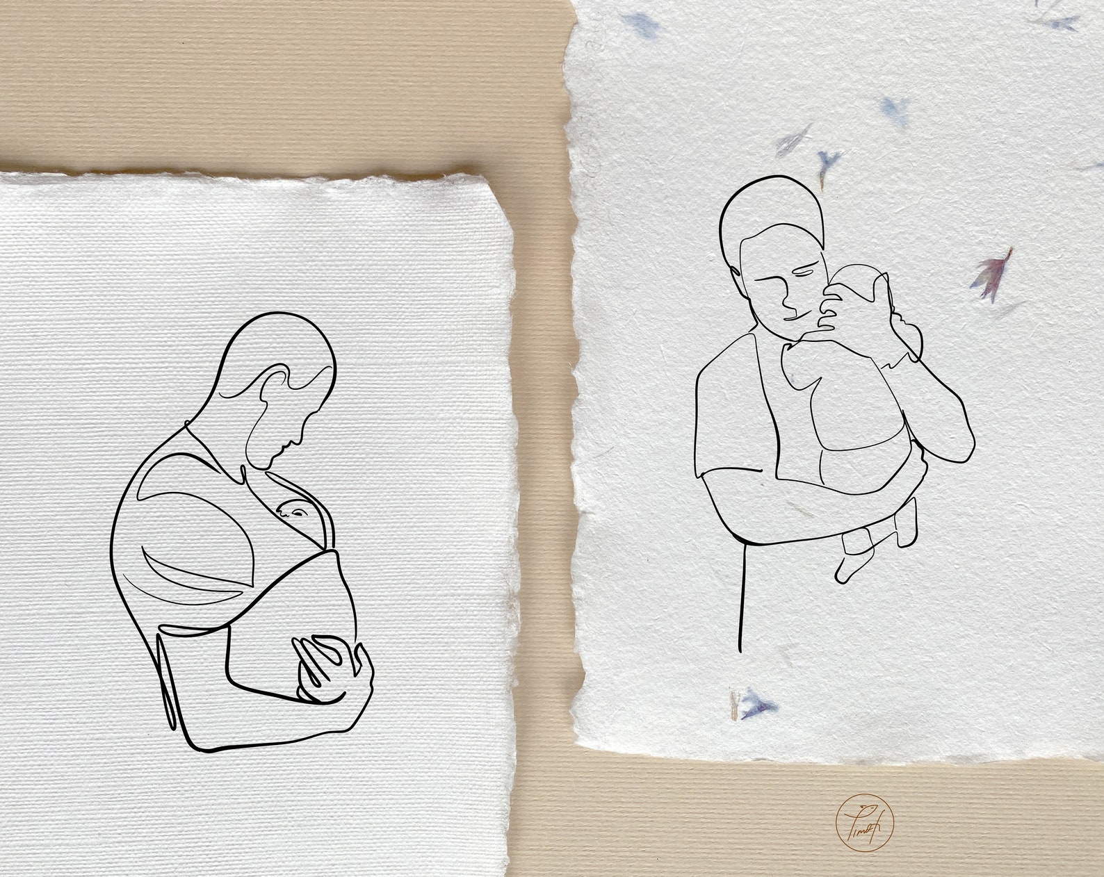 Fathers Day Line Art Svg, Line Art Canva Svg, Father and Newborn Line ...