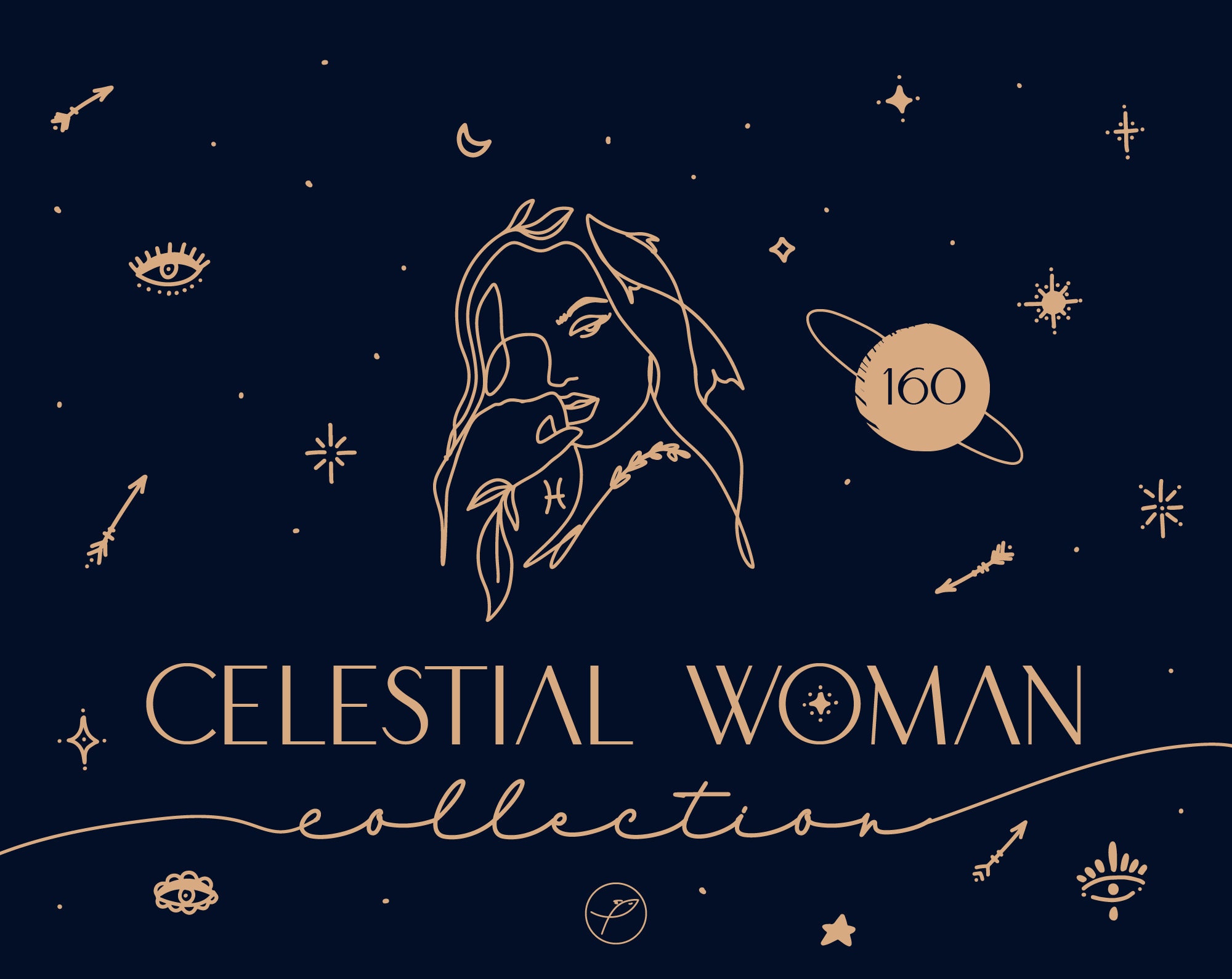 Celestial Clip Art Female Line Art Face, Moon Clipart One Line Drawing ...