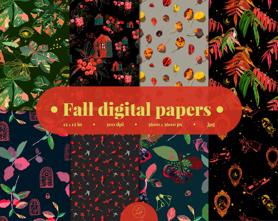 Autumn Digital Paper, Fall Digital Paper Pack for Autumn Fashion Girl ...