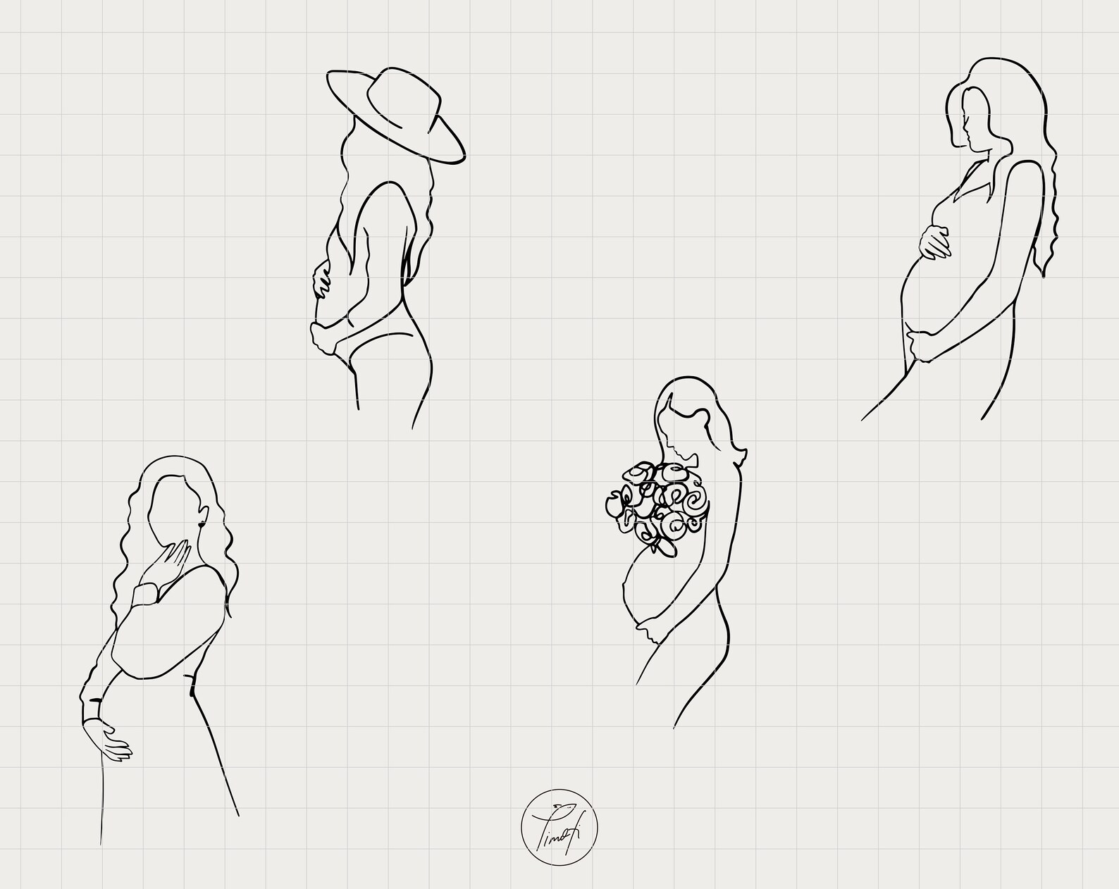 Mother Line Art Svg, Pregnancy Line Art Canva Svg, Mothers Day Line Art ...
