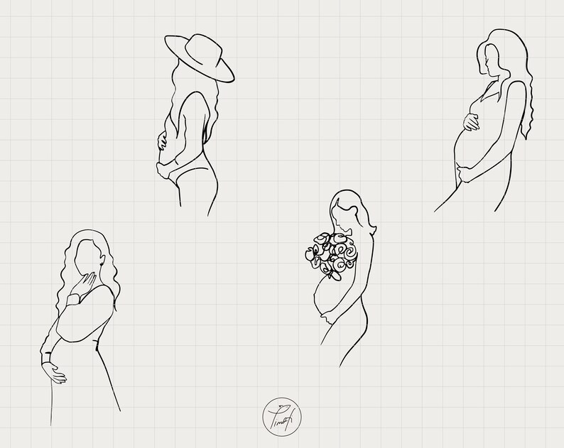 Mother Line Art Svg Pregnancy Line Art Canva Svg Mothers Day - Etsy
