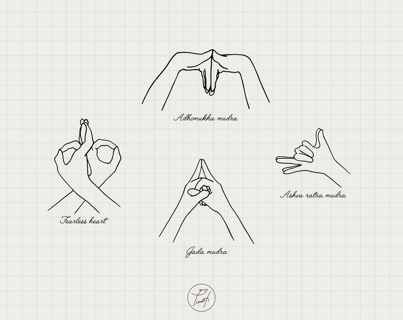 Mudras Exercise Svg, Yoga Spiritual Svg One Line Drawing, Mental Health ...