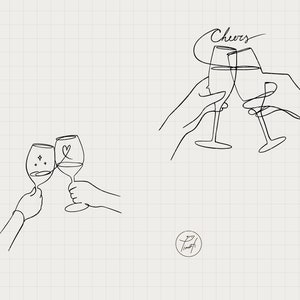 Cheers Svg Line Art Woman, One Line Drawing Female Line Art, Commercial ...