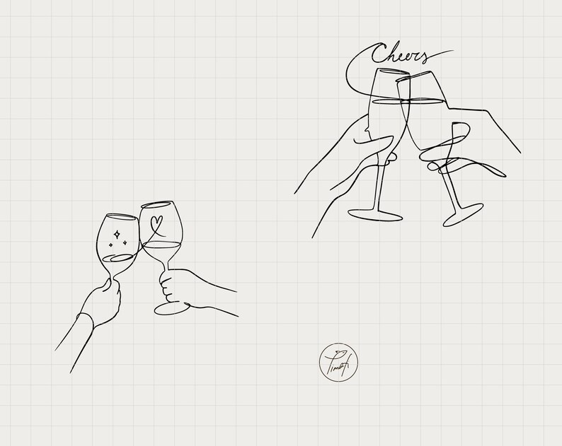 Cheers Svg Line Art Woman, One Line Drawing Female Line Art, Commercial ...