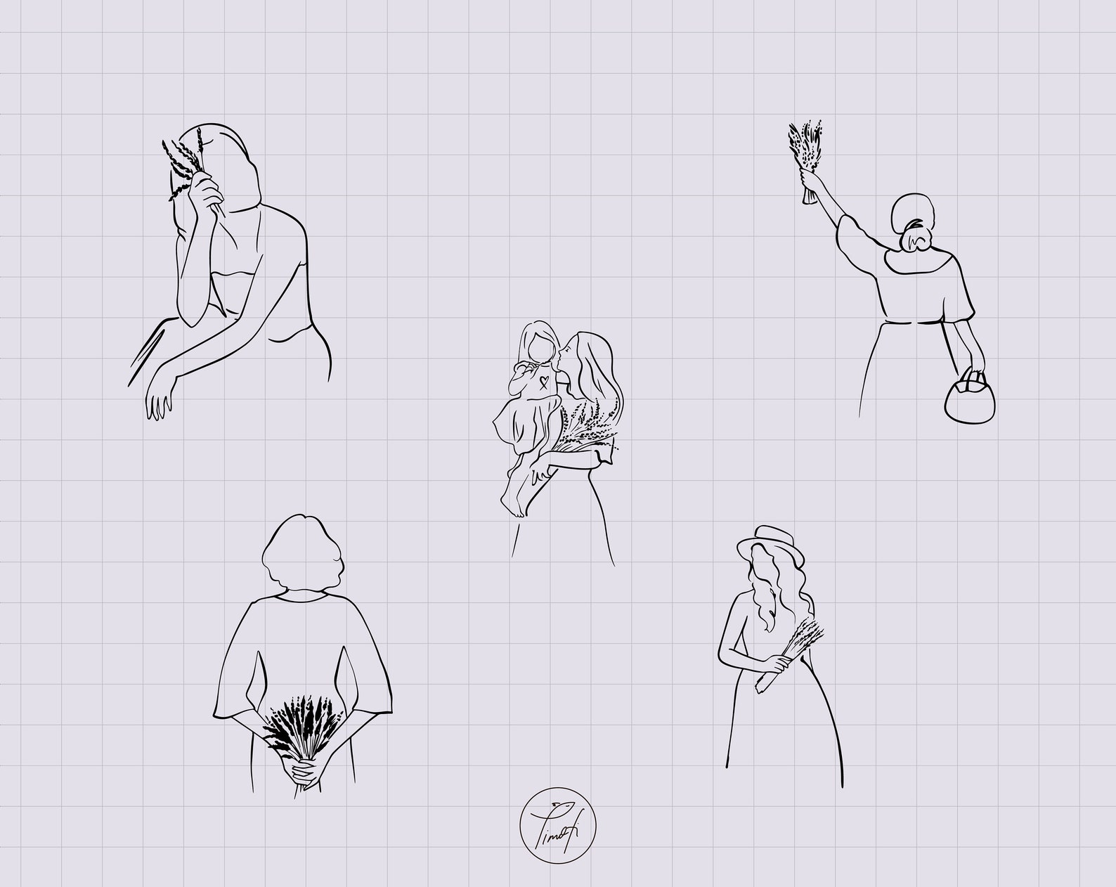 Lavender Line Art Garden Svg, Face Single Line Art, Woman One Line ...