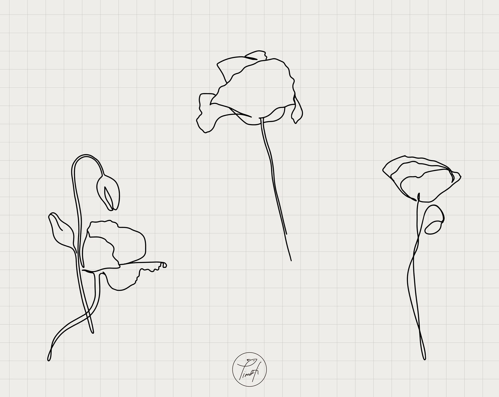 Poppies Svg Floral Line Clipart, Poppy Clipart Svg for Canva One Line ...