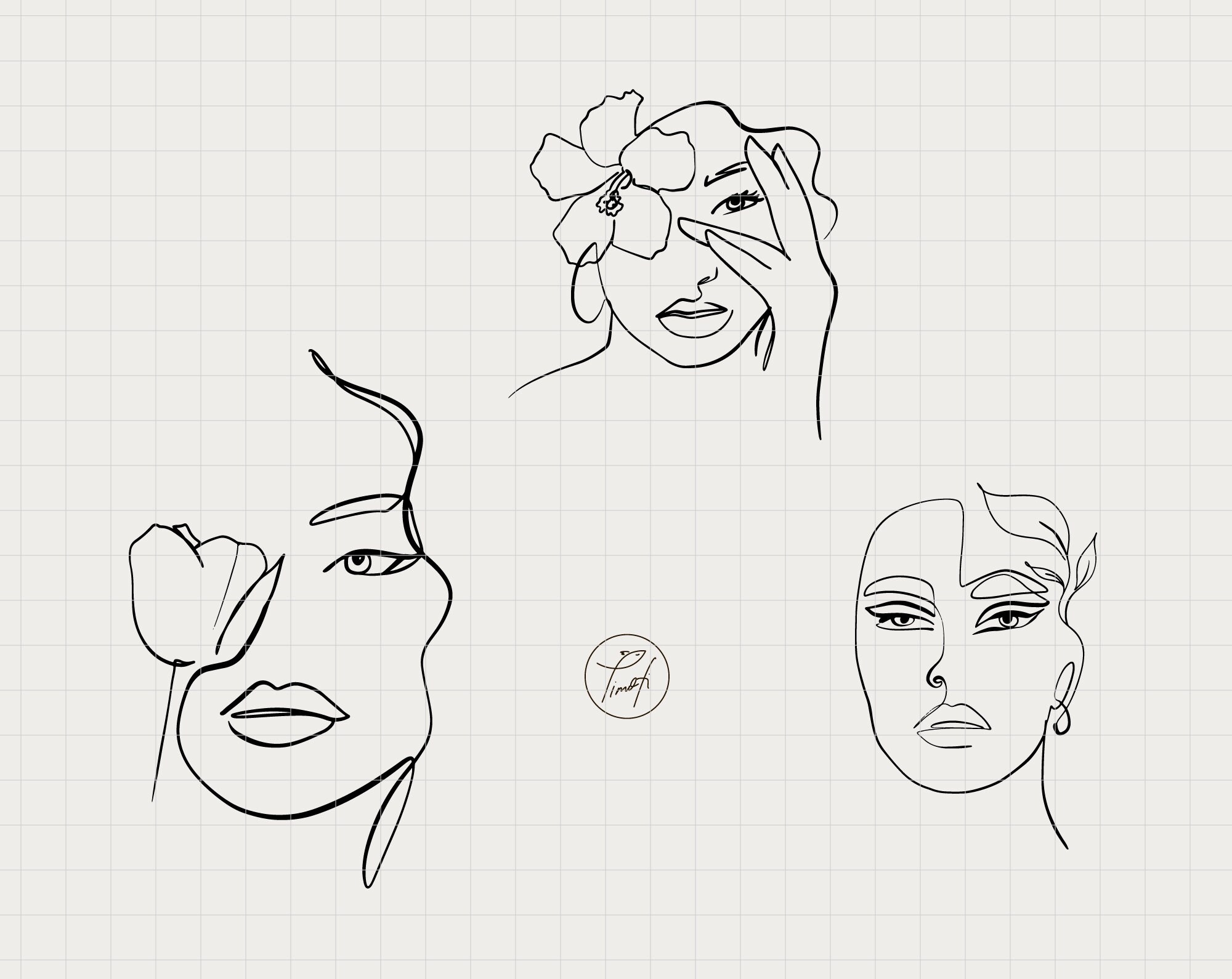 Female Line Art Face Svg, Lips Svg, Makeup Svg Single Line Face Art ...