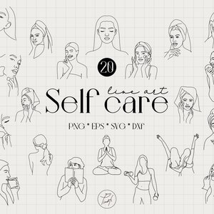 Self Care Clipart Line Art Face SVG, Hand Drawn Line Svg, One Line ...