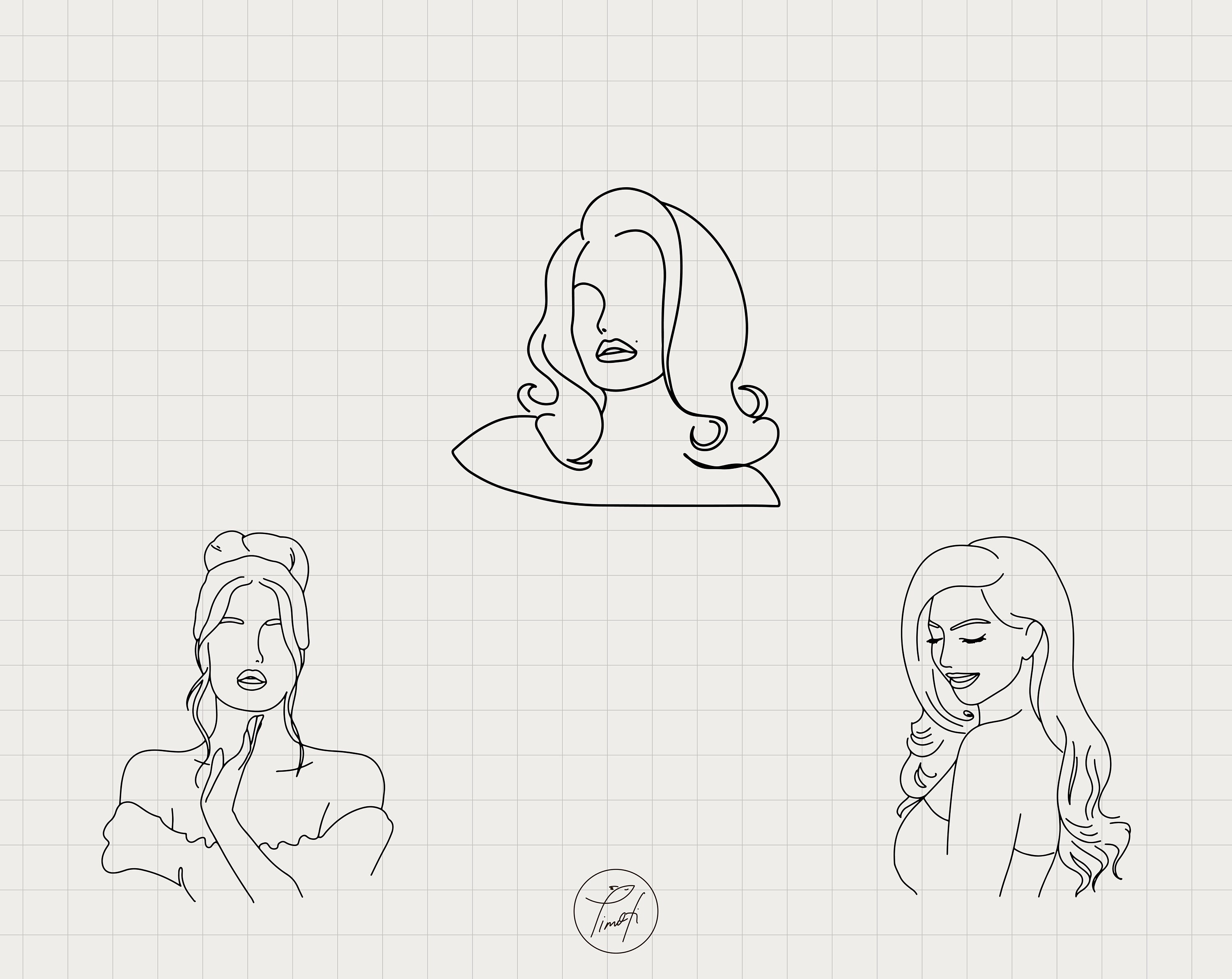 Beauty Line Art Face SVG Hair Svg Woman One Line Drawing - Etsy