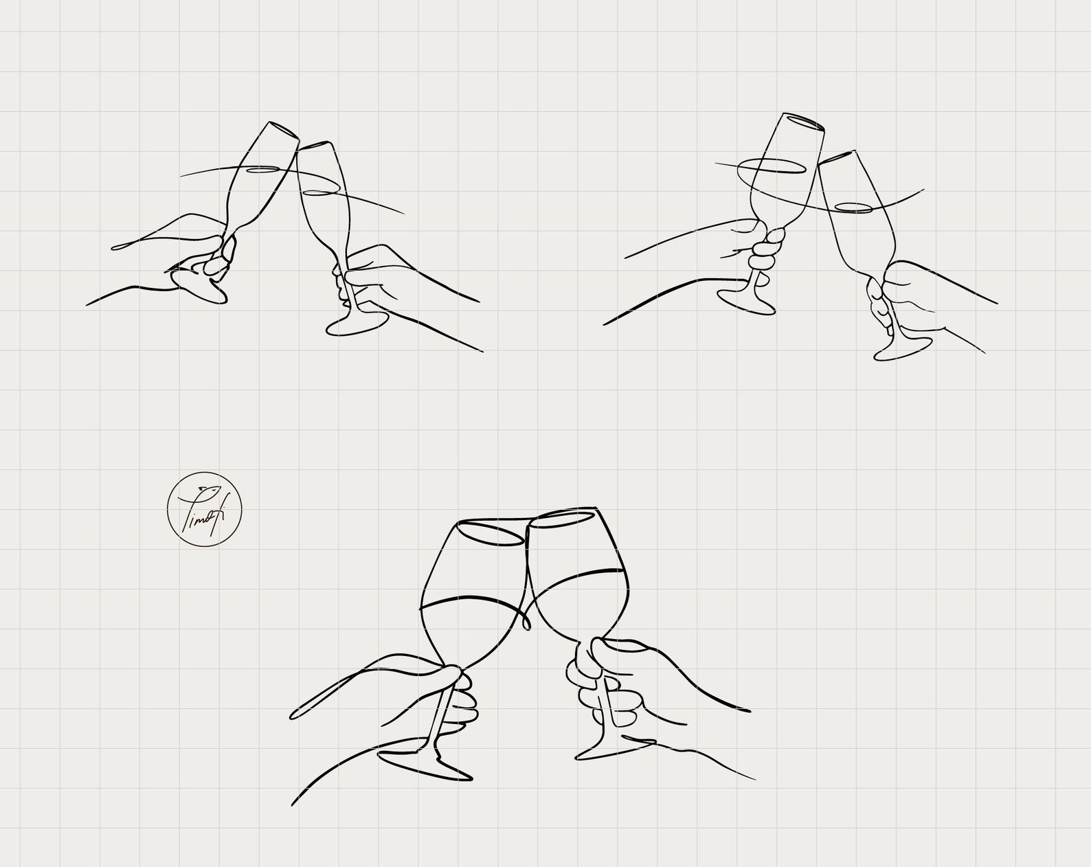 Cheers Svg Line Art Woman, One Line Drawing Female Line Art, Commercial ...