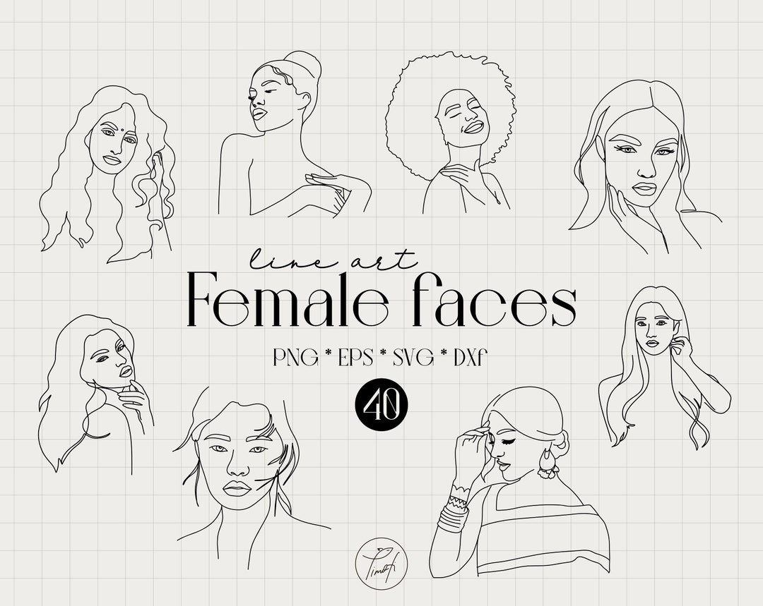 Line Art Svg Face, Woman One Line Drawing Svg, Afro Woman Svg, Hand ...
