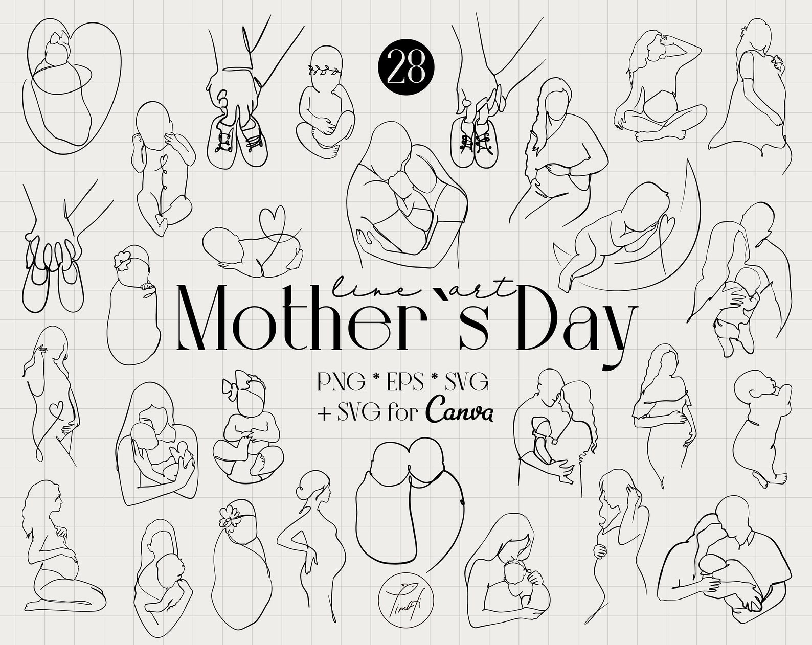 Mother Line Art Svg, Pregnancy Line Art Canva Svg, Breastfeeding Svg ...