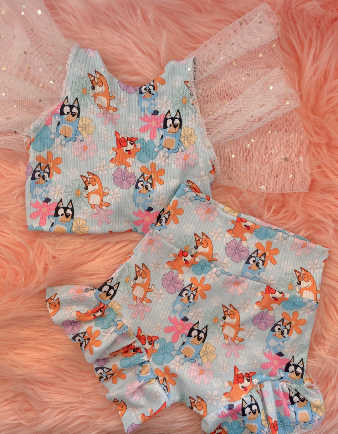 Bluey Crop Tie Back Top and Bummies Set / Toddler Clothing/ Baby ...