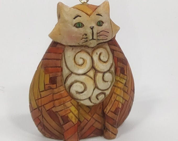 Jim Shore Elijah Fat Cat Folk Art Ornament Holiday Orange Tabby ...