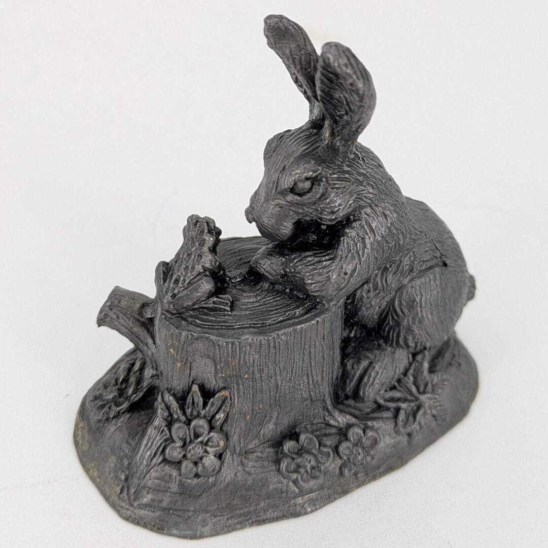 Pewter Rabbit Figurine Bunny Frog Friends M. A. Ricker Metal Decor ...