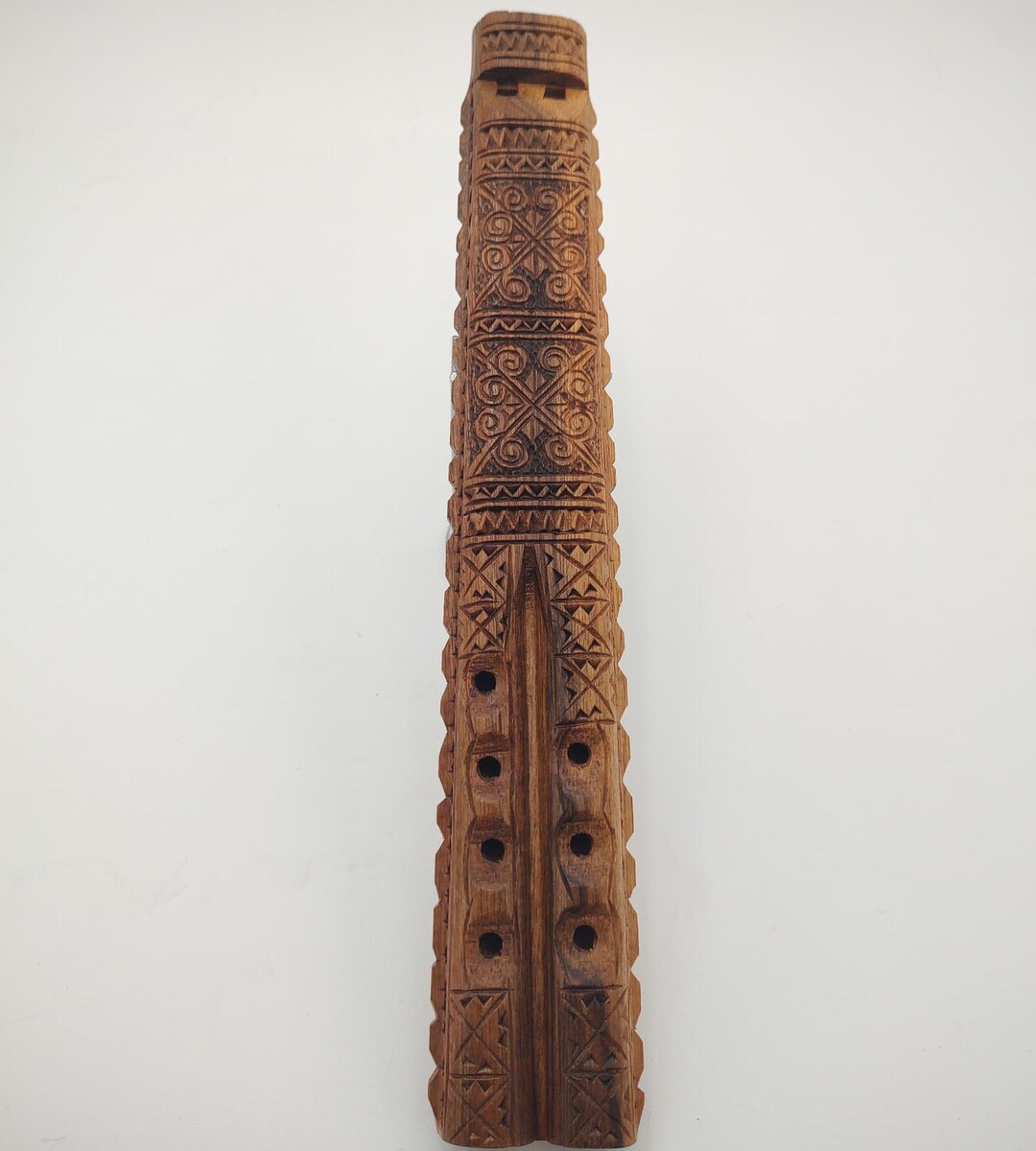 Hand Carved Wooden Flute Double Barrel Dvojnice Woodwind Instrument ...