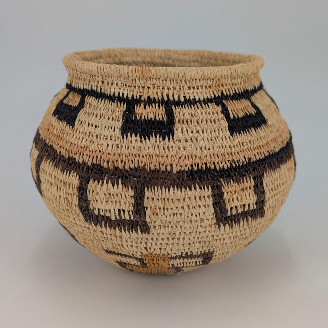Native American Woven Basket Southwest Indigenous Art Coiled Natural ...