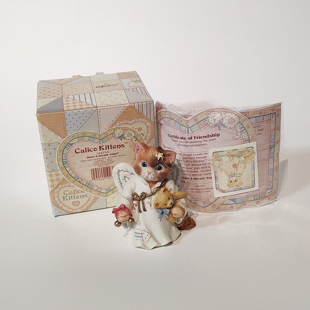 Calico Kittens Angel Cat Figurine Hark-a Herald Angel Enesco 144193 P ...