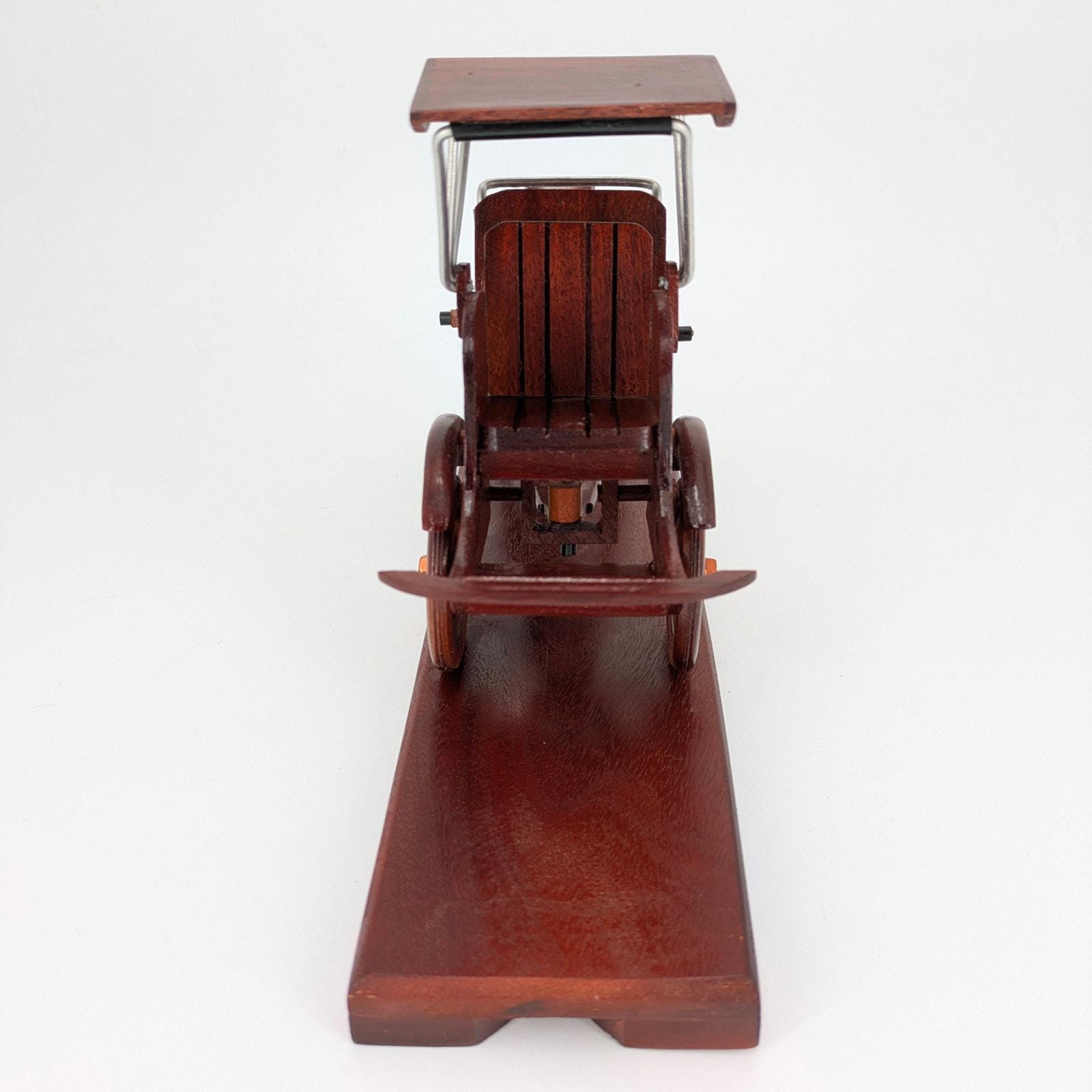 Wood Cycle Rickshaw Model Handmade Bookshelf Display Tricycle Pedicab ...