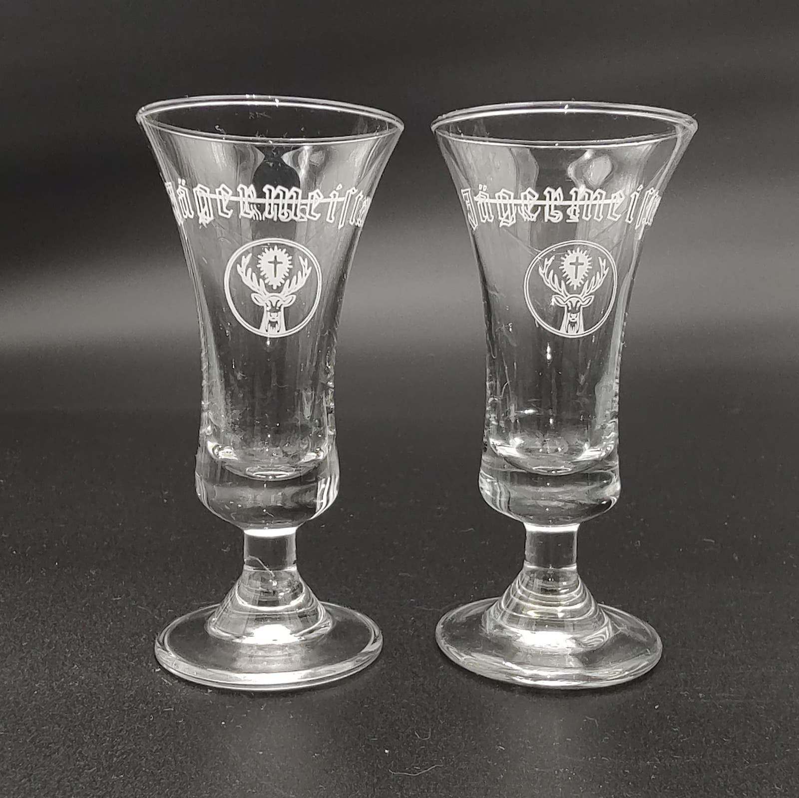 Jägermeister Cordial Shot Glass Liqueur Fluted Stemmed Footed VTG 2CL ...