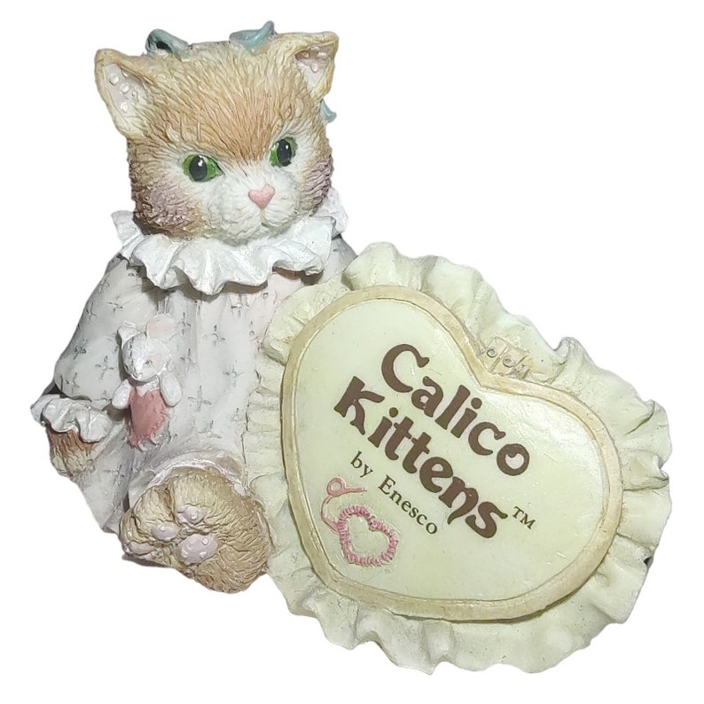 Enesco Calico Kittens Love Heart Signage Plaque 1992 #699179 Ruffle Cat ...