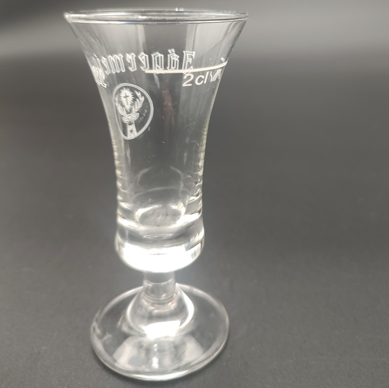 Jägermeister Cordial Shot Glass Liqueur Fluted Stemmed Footed VTG 2CL ...