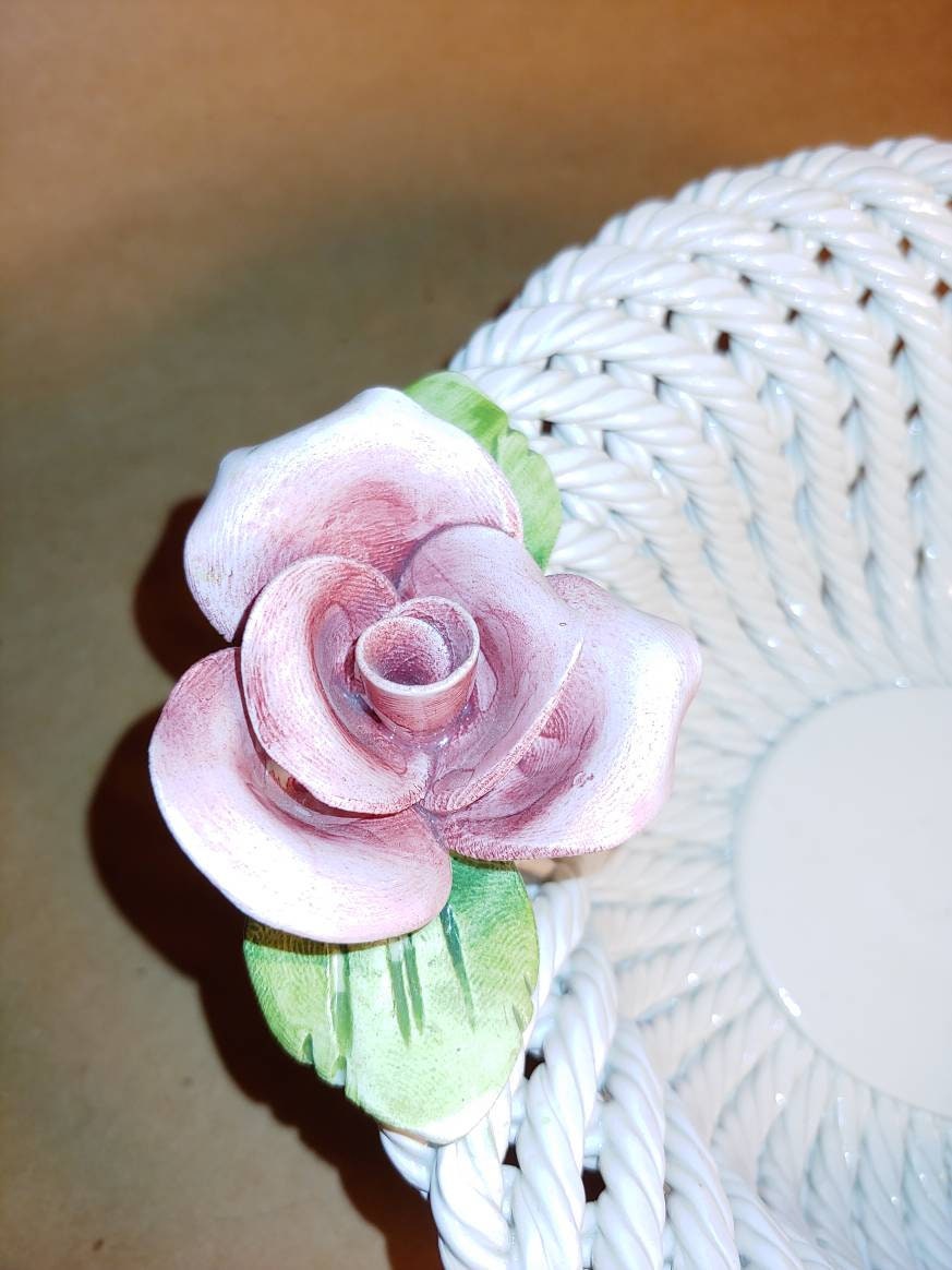 Capodimonte Italian Porcelain Ceramic Rope & Rose Baskets - Etsy