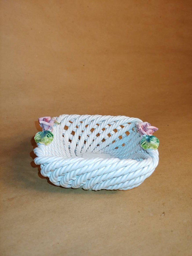 Capodimonte Italian Porcelain Ceramic Rope & Rose Baskets - Etsy