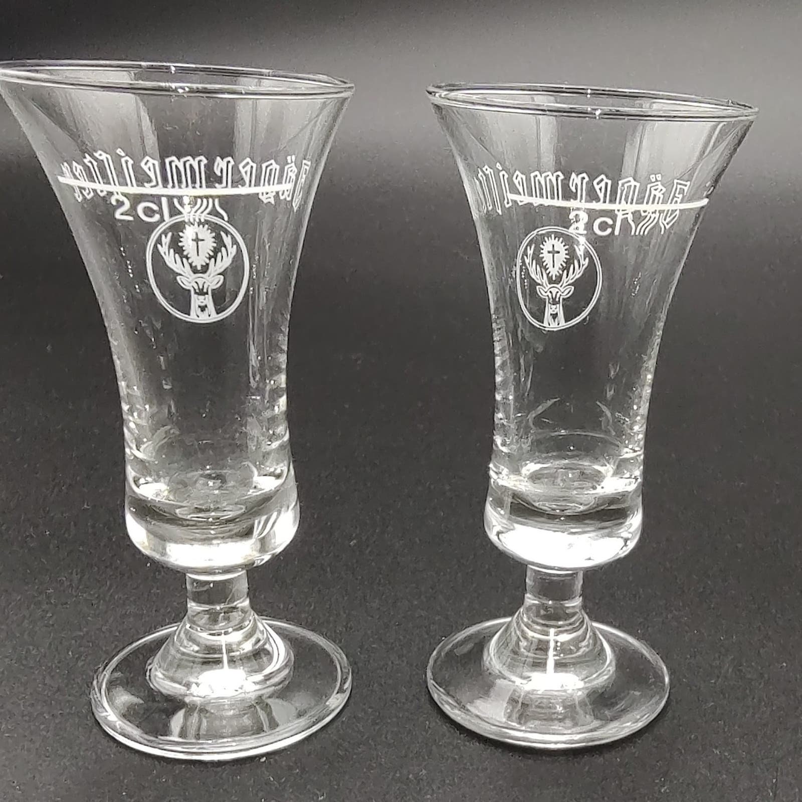 Jägermeister Cordial Shot Glass Liqueur Fluted Stemmed Footed VTG 2CL ...