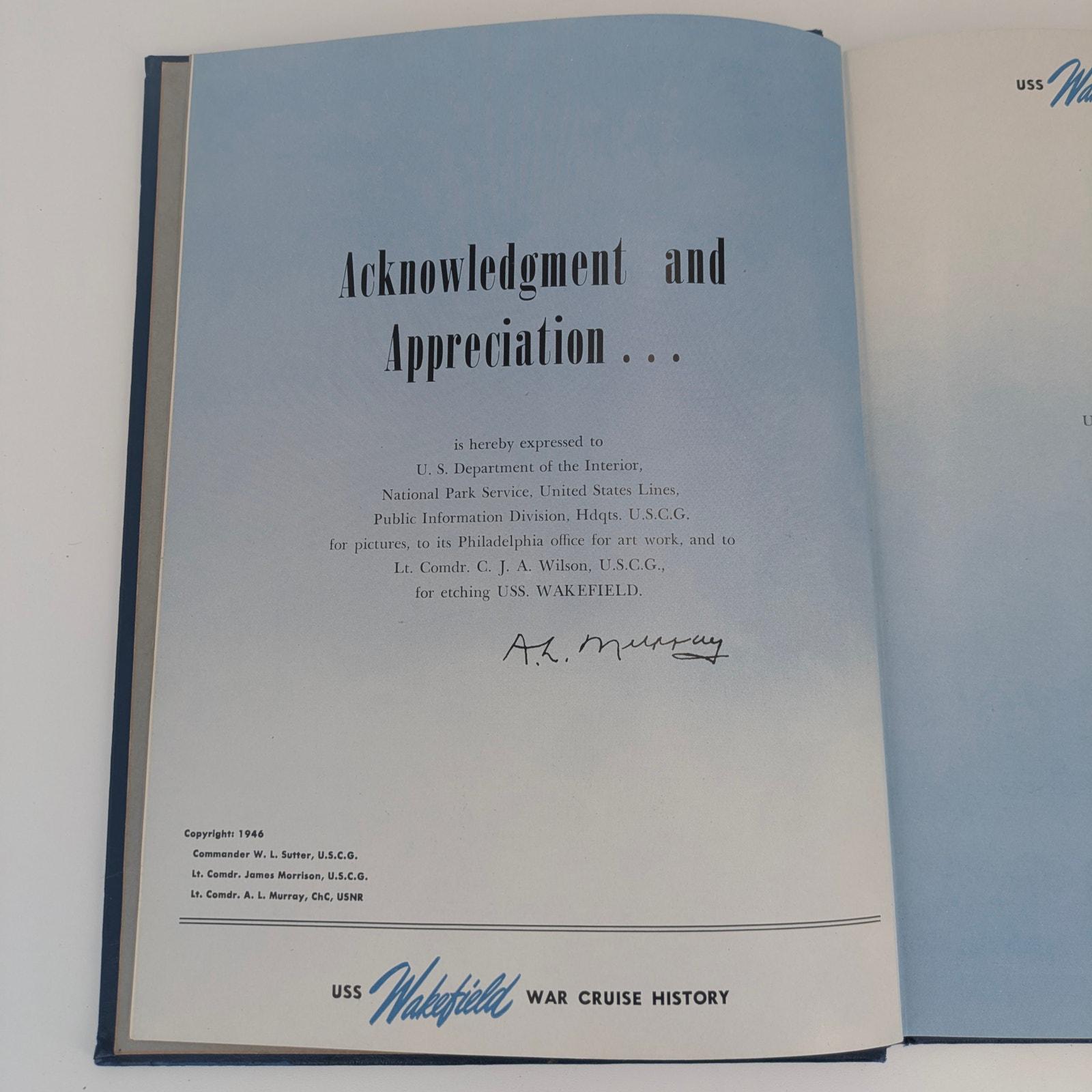 USS Wakefield Ap-21 War Cruise History Book WWII USCG Navy Transport ...