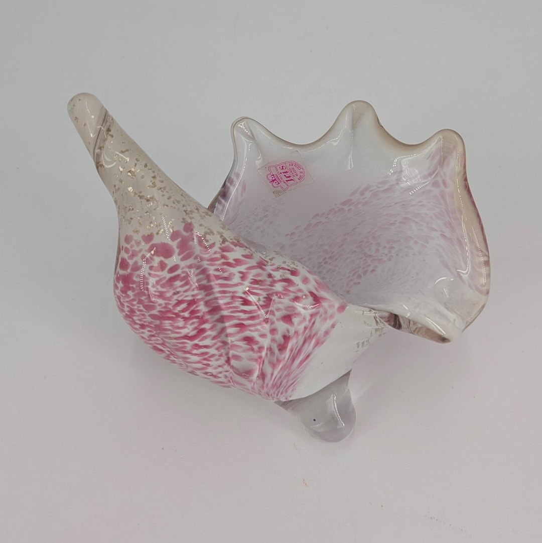 Hand Blown Glass Sea Shell Iris Bohemia Art Glass Czech Republic Pink ...