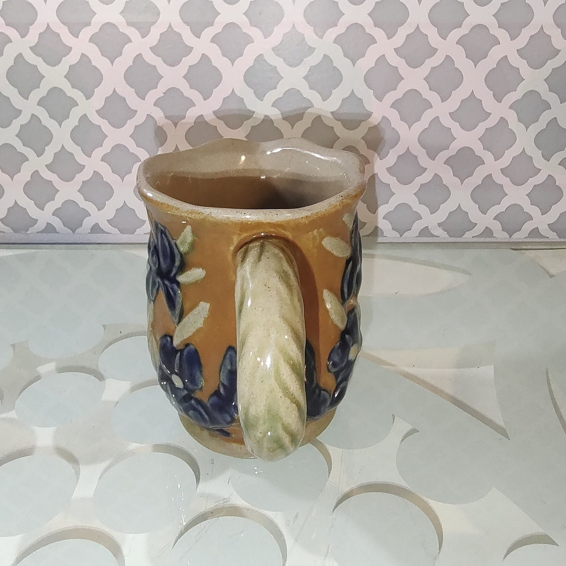 Vintage Majolica Pottery, Blue Flower Botanical Iris Creamer Pitcher - Etsy