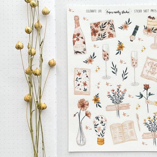 Cottagecore Sticker Sheet Bullet Journal Stickers Planner | Etsy