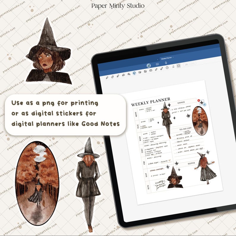 Salem Halloween Printable Stickers, Cricut Stickers, Goodnotes Stickers ...