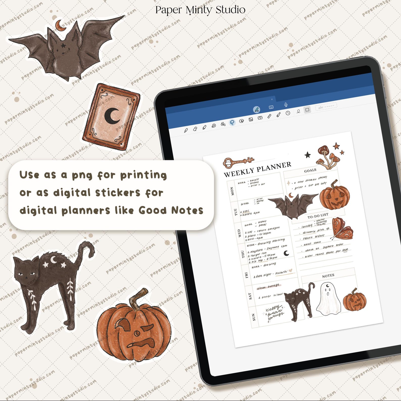 Salem Halloween Printable Stickers, Cricut Stickers, Goodnotes Stickers ...