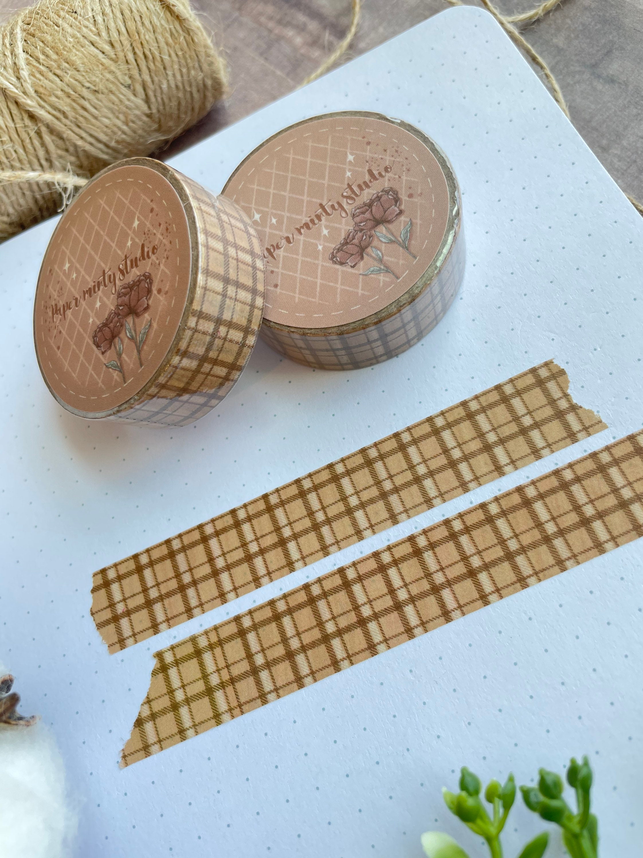 Latte Plaid Washi Tape Bujo Washi Tape Planner Washi Tape | Etsy