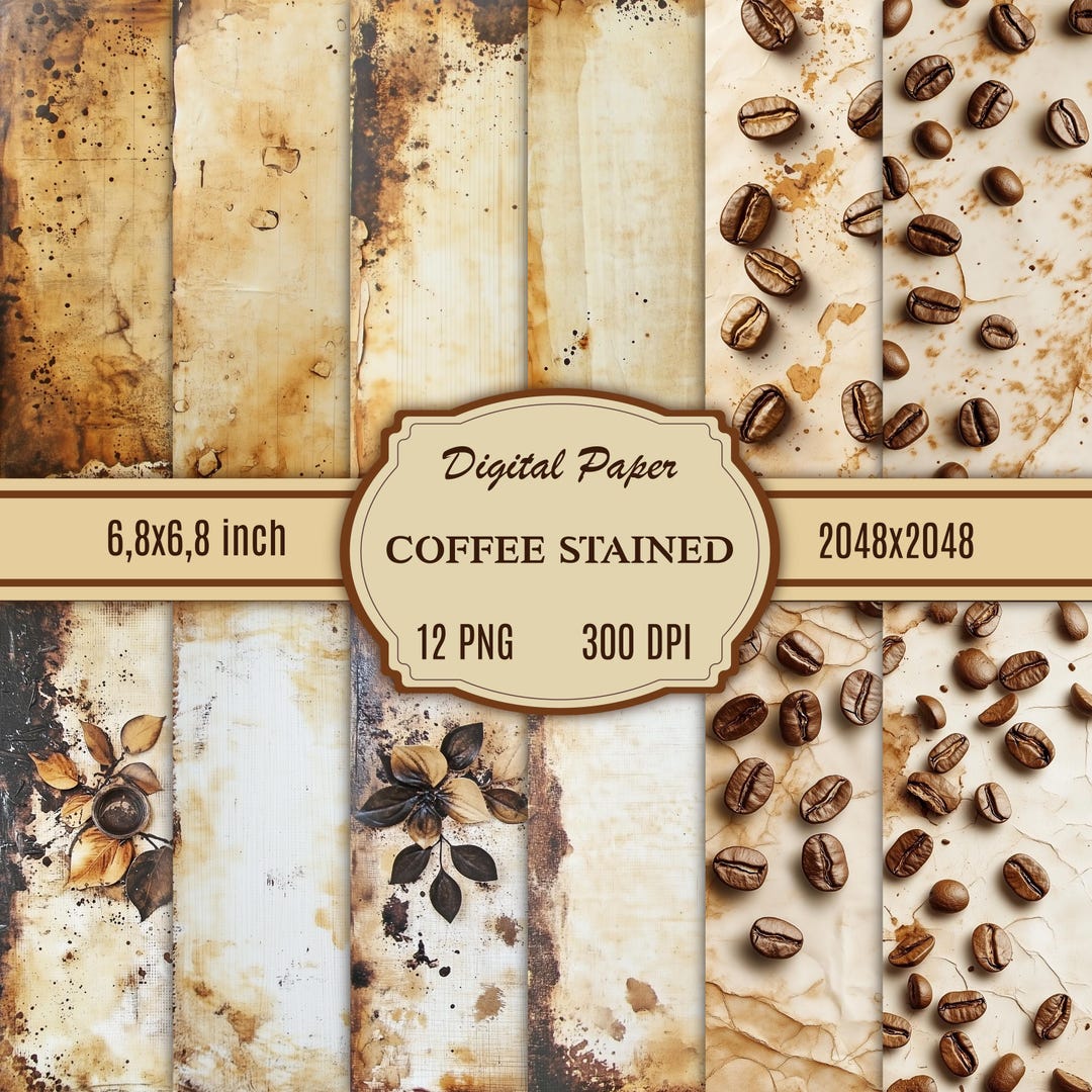 Vintage Coffee Stain Pages, Vintage Style, Instant Download, Antique ...