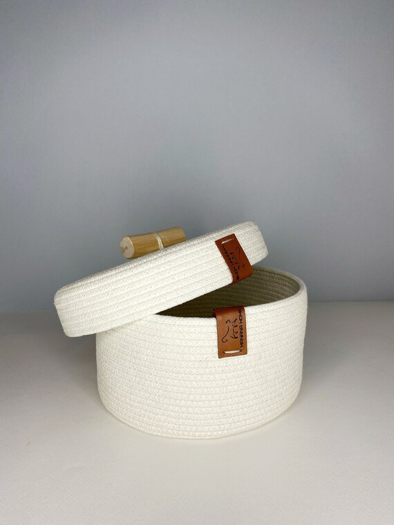 Storage Basket With Lid Cotton Rope Basket. Storage and - Etsy