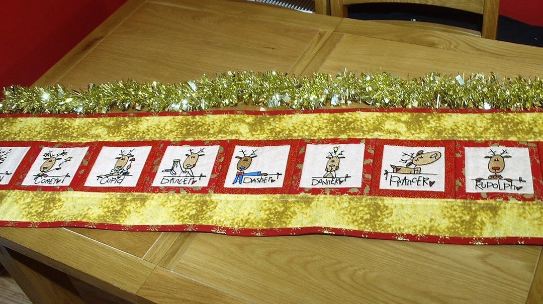 Red and Gold Table Runner, Gold and Red Table Runner, Christmas Table ...
