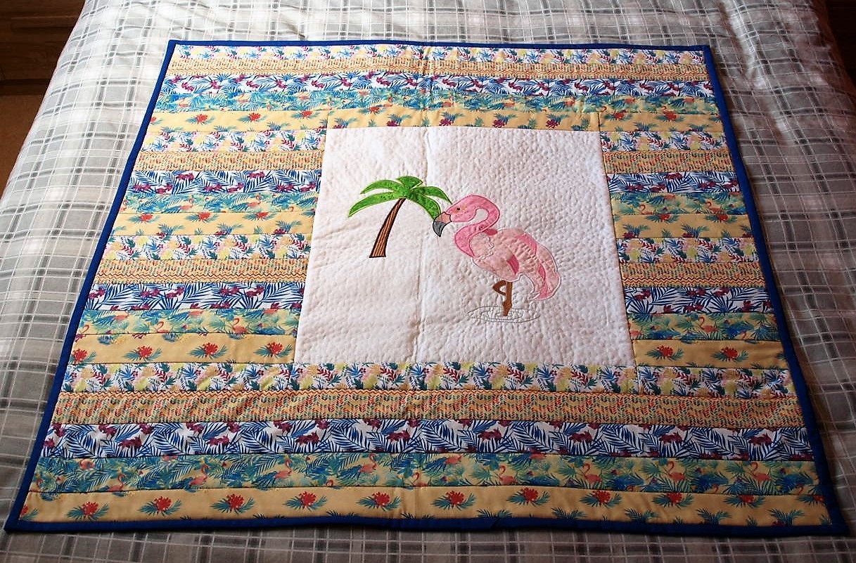 Flamingo Quilt, Tropical Quilt, Flamingo Lap Quilt, Palm Trees ...