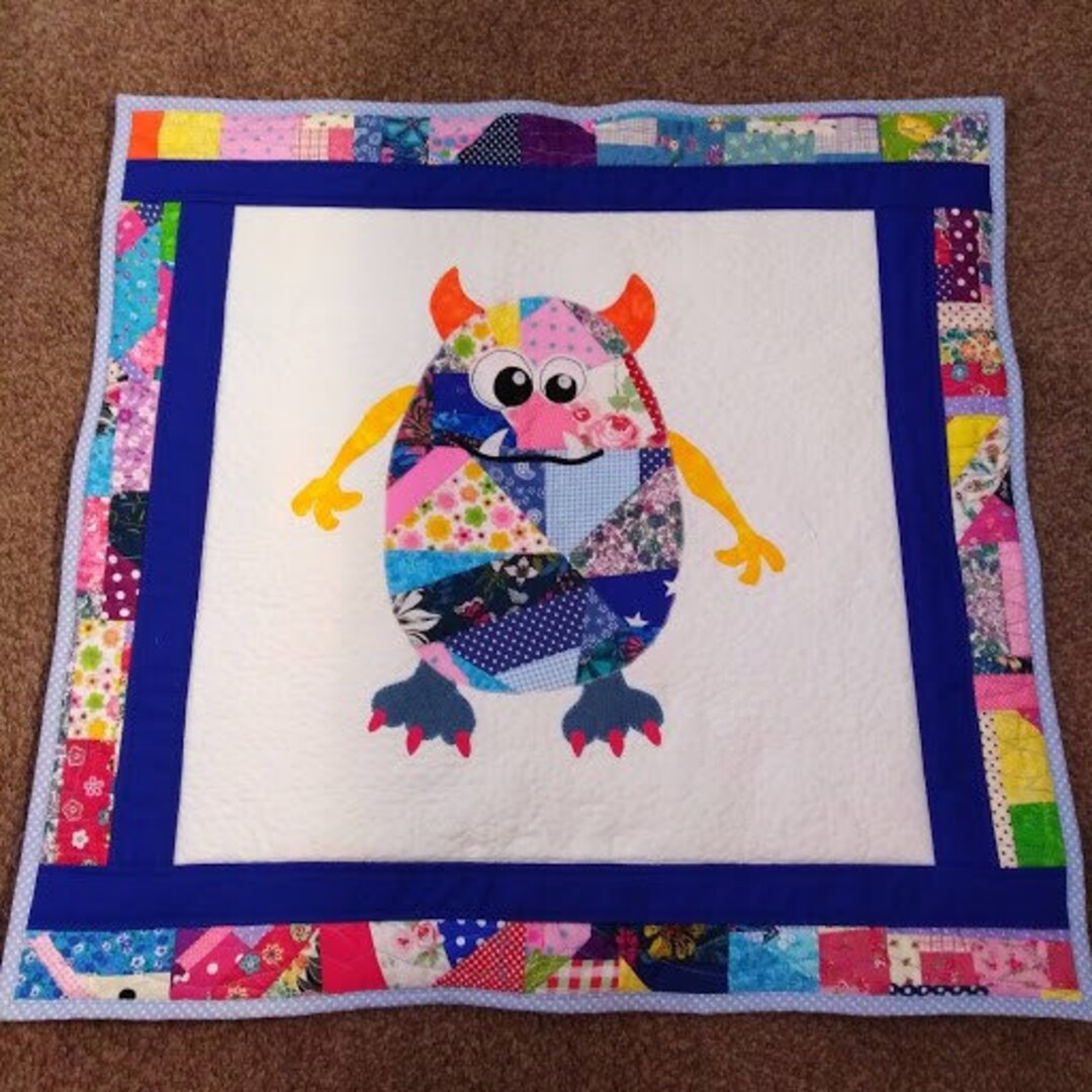 Monster Quilt, Monster Playmat, Patchwork Quilt, Scrappy Quilt, Toddler ...