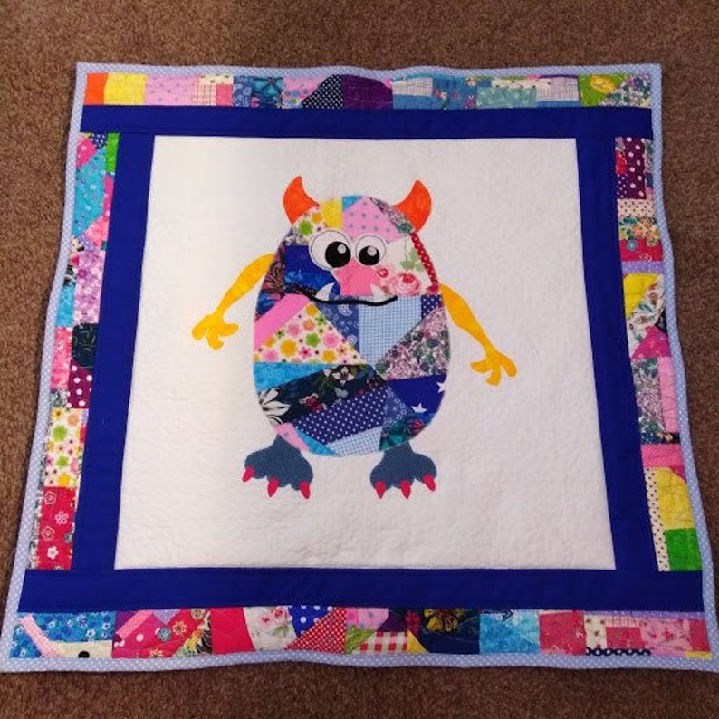 Monster Quilt, Monster Playmat, Patchwork Quilt, Scrappy Quilt, Toddler ...